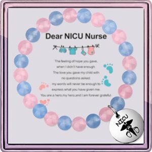 arhtf nicu nurse appreciation gifts nicu nurse bracelet footprint charm thank you nicu nurse gifts neonatal nurse gifts,neonatal nurse nicu nurse gifts for women (pink&blue)