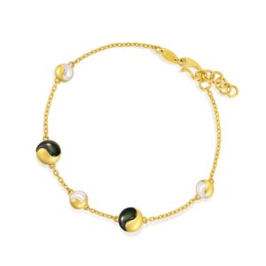 chow sang sang 999 24k gold taijitu bracelet 92497b | 7.4", (19 cm)