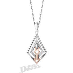 jewelili star wars™ fine jewelry ahsoka tano™ women's pendant 1/10 ct.tw. diamonds, sterling silver and 10k rose gold