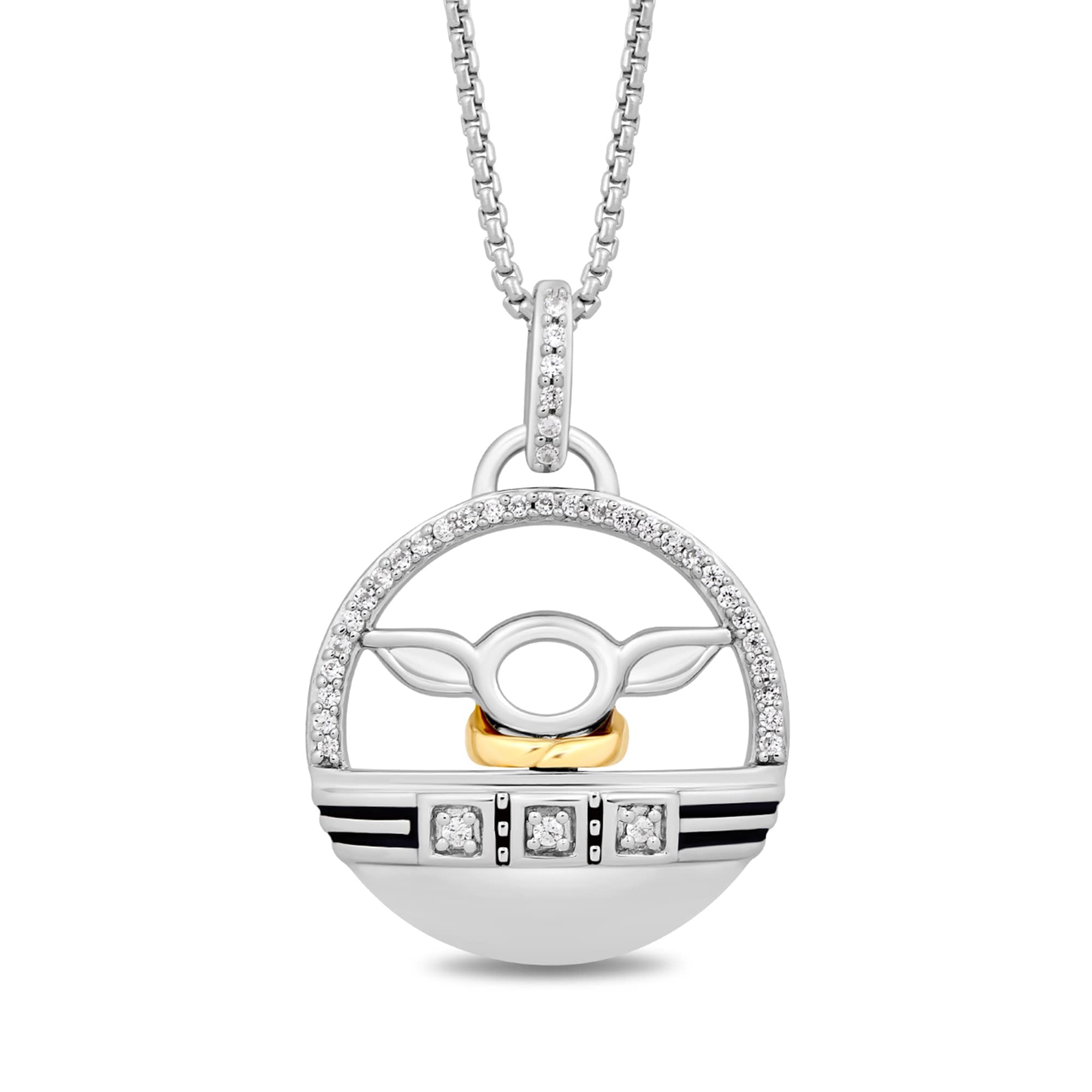 Jewelili Star Wars™ Fine Jewelry Grogu™ Women's Pendant 1/10 Ct.Tw. Diamonds, Sterling Silver and 10K Yellow Gold