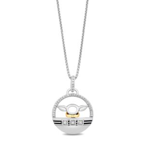 Jewelili Star Wars™ Fine Jewelry Grogu™ Women's Pendant 1/10 Ct.Tw. Diamonds, Sterling Silver and 10K Yellow Gold