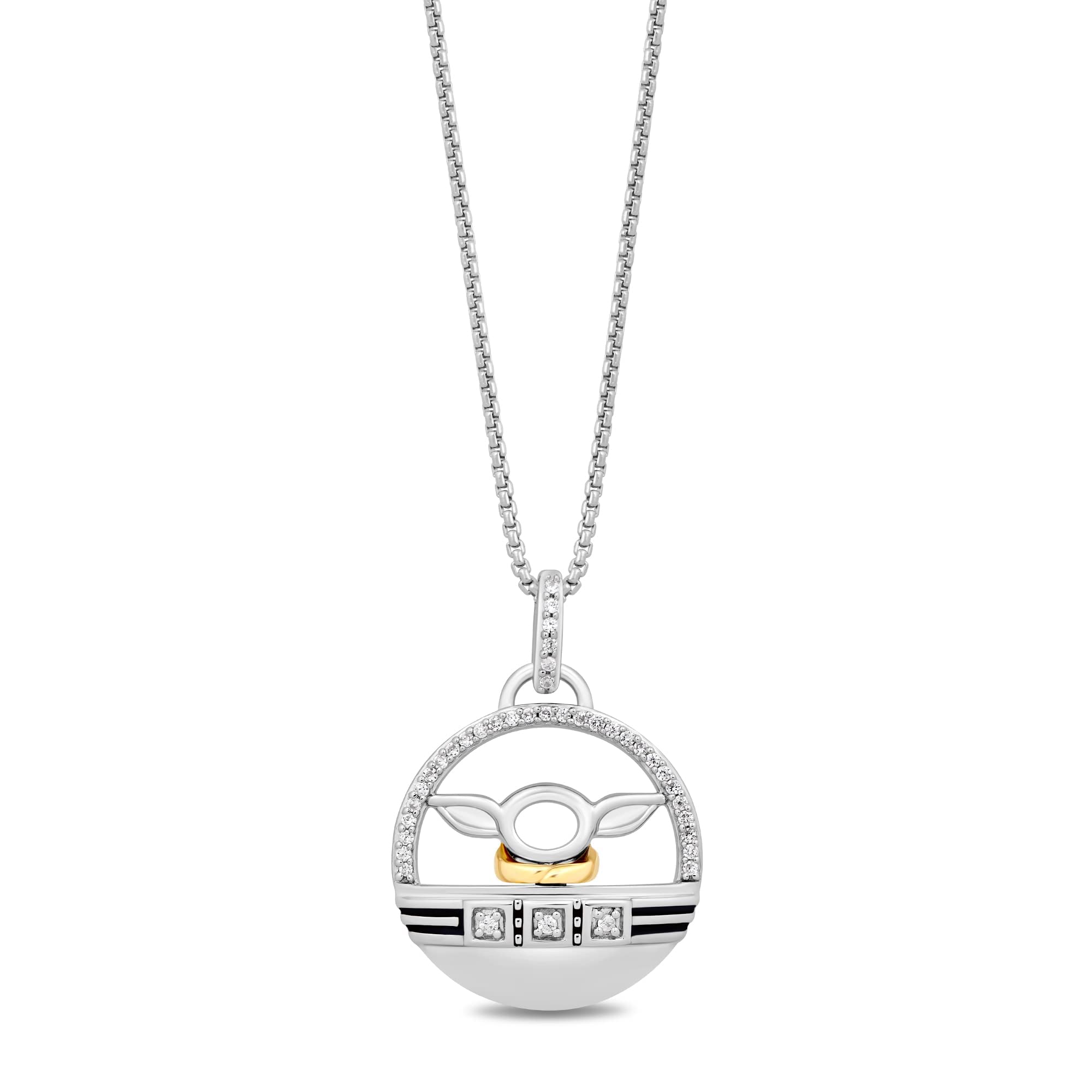 Jewelili Star Wars™ Fine Jewelry Grogu™ Women's Pendant 1/10 Ct.Tw. Diamonds, Sterling Silver and 10K Yellow Gold