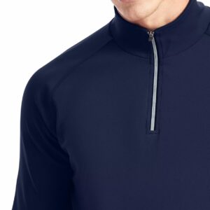 Mens 1/4 Zip Pullover Running Moisture Wicking(Midnight Navy,M)