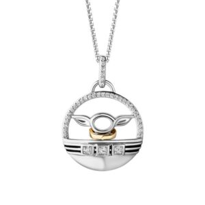 Jewelili Star Wars™ Fine Jewelry Grogu™ Women's Pendant 1/10 Ct.Tw. Diamonds, Sterling Silver and 10K Yellow Gold