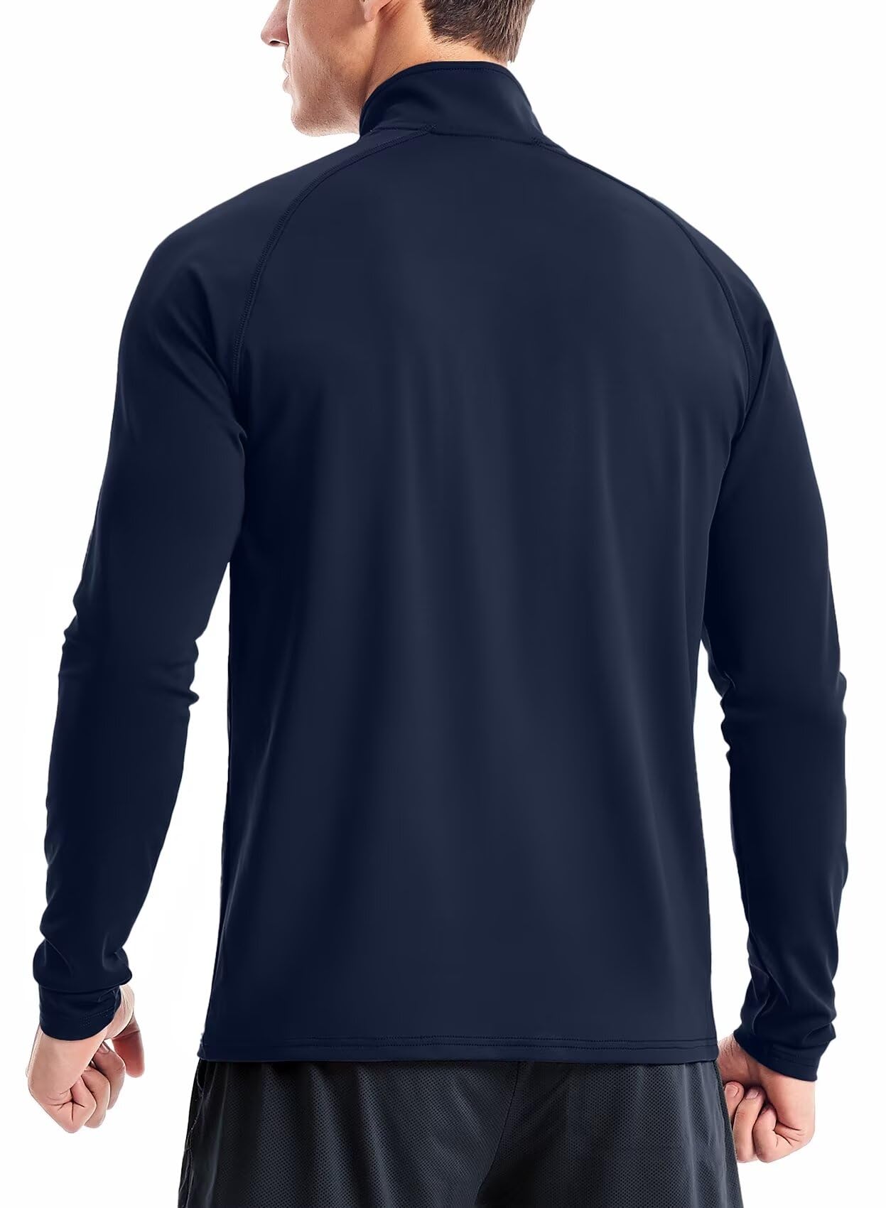 Mens 1/4 Zip Pullover Running Moisture Wicking(Midnight Navy,M)