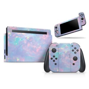 design skinz - compatible with nintendo switch oled console bundle - skin decal protective scratch-resistant removable vinyl - blurry opal gemstone