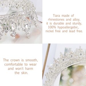 COCIDE Queen Crown for Women Crystal Tiara and Crown for Girl Rhinestones Hair Accessories for Wedding Bride Birthday Party Prom Bridal Bridesmaid (Silver)