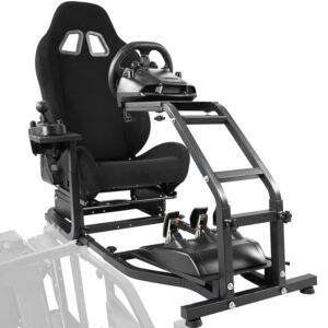 anman stand-up racing simulation cockpit with seat fit for logitech/thrustmaster/fanatec g25,g29,g920,g923,t80,g pro,t300rs,tmx,t248x,sim racing cockpit professional,not included wheel shifter pedal