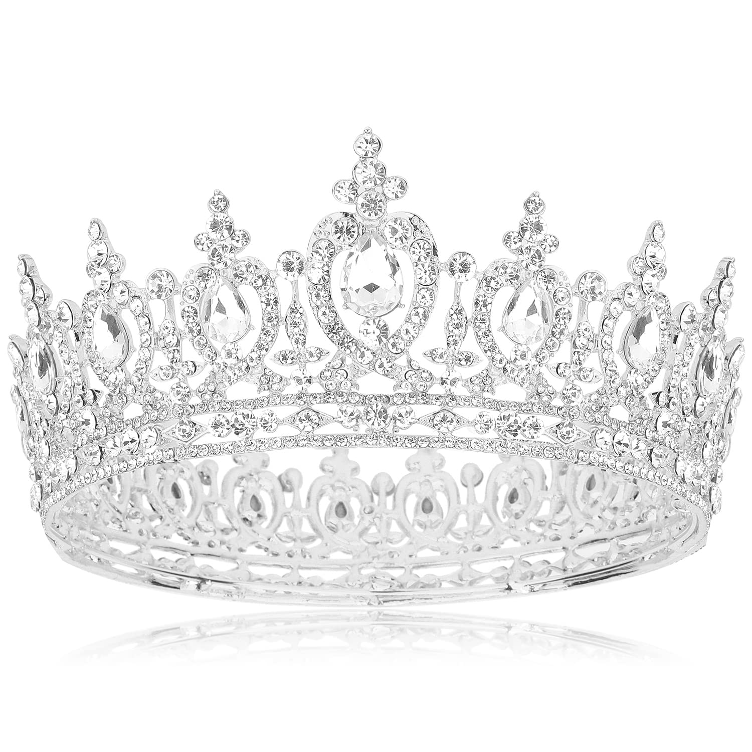 COCIDE Queen Crown for Women Crystal Tiara and Crown for Girl Rhinestones Hair Accessories for Wedding Bride Birthday Party Prom Bridal Bridesmaid (Silver)