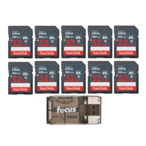 sandisk 32gb ultra sdhc uhs-i memory card (10-pack) bundle with high speed usb card reader (11 items)