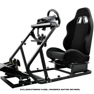 anman foldable simulator cockpit with seat fit for logitech/thrustmasterg23/fanatec g25,g923,g920,g pro,t-gt,t248x,t80,t300rs,v9 v12,height classic square racing wheel stand,not include electronics