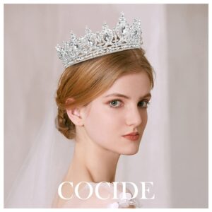 COCIDE Queen Crown for Women Crystal Tiara and Crown for Girl Rhinestones Hair Accessories for Wedding Bride Birthday Party Prom Bridal Bridesmaid (Silver)