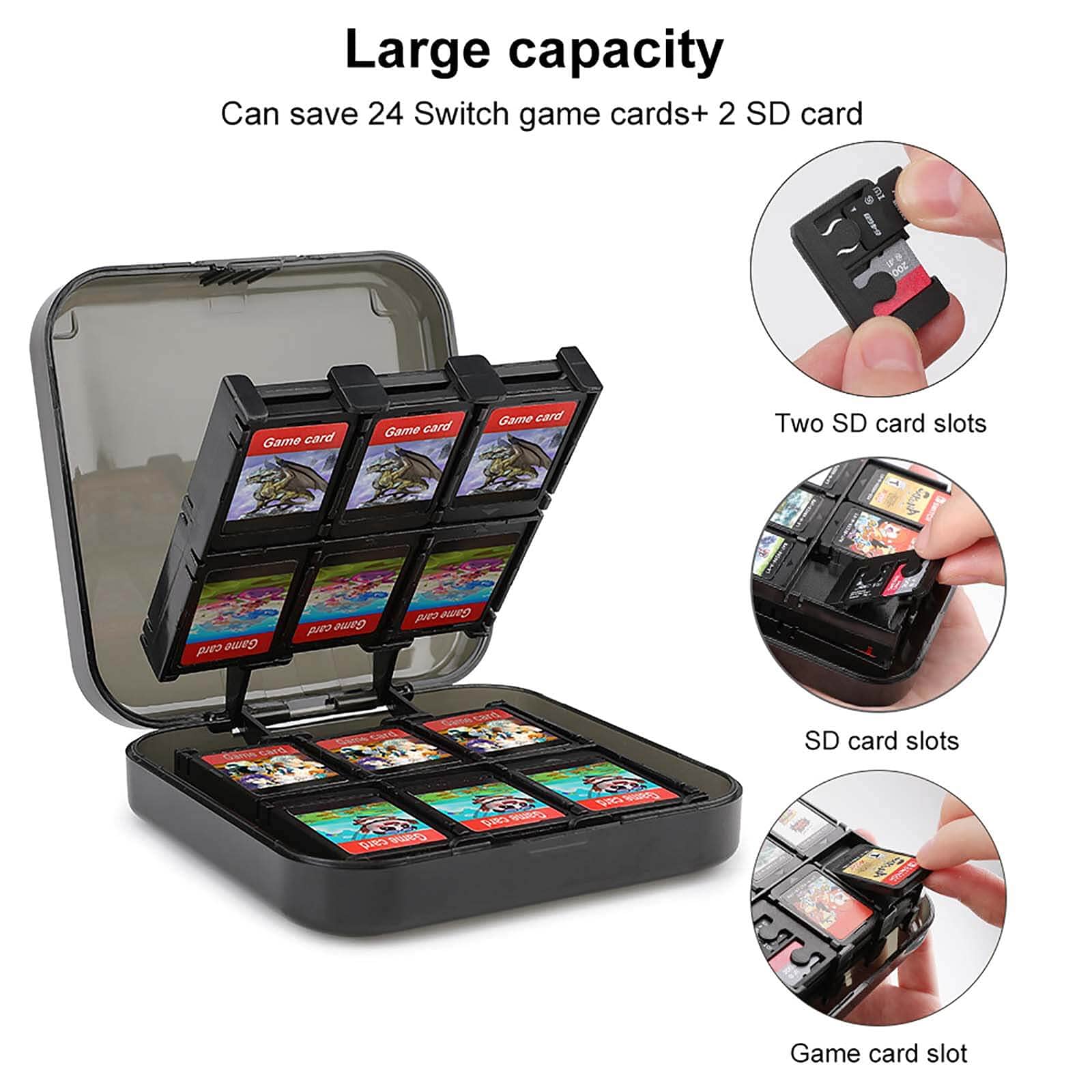 Eye Instead A Flower Game Card Case for Nintendo Switch Cartridge Holder Carrying Storage Box with 24 Memory Card Holder