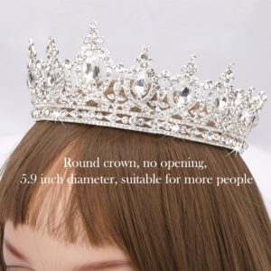 COCIDE Queen Crown for Women Crystal Tiara and Crown for Girl Rhinestones Hair Accessories for Wedding Bride Birthday Party Prom Bridal Bridesmaid (Silver)