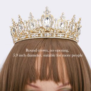 COCIDE Queen Crown for Women Crystal Tiara and Crown for Girl Rhinestones Hair Accessories for Wedding Bride Birthday Party Prom Bridal Bridesmaid (Gold)