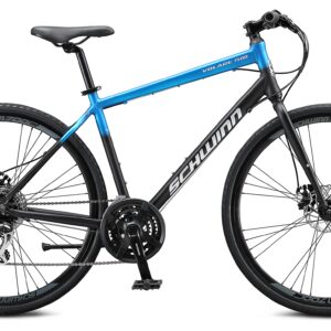 Schwinn Volare 1500 Flat Bar Hybrid Sports Road Bike, Men and Women, 24-Speed, 700c Wheels, 20-Inch Aluminum Frame, Mechanical Disc Brakes, Blue/Black