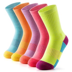 gonii women socks hiking running thick cushion athletic crew socks 5-pair