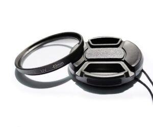 49mm multi-coated uv protective filter & 49mm lens cap compatible for canon m50ii m100 m6 with ef-m 15-45mm lens.(1+1 pack)