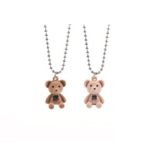 anzwtloyy y2k bear necklace cute plush teddy necklaces bff friendship matching couple necklaces set valentine's day gifts 2pcs