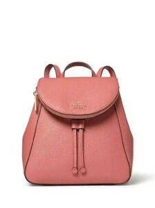 kate spade leila medium flap pebbled leather backpack (pomegranate)