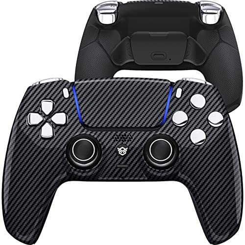 HEXGAMING Rival Controller 2 Remap Paddles & Interchangeable Thumbsticks & Fast Shot Compatible with ps5 Controller Customized Game Controller PC Wireless FPS Gamepad - Carbon Fiber