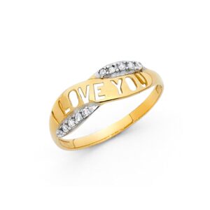 sonia jewels 14k yellow gold cubic zirconia cz i love you fashion anniversary ring size 12