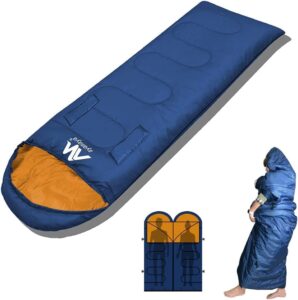 sleeping bags for adults, ayamaya backpacking sleeping bag lightweight compact wearable sleeping bags with arm holes,2 double person camping gear for cold weather hiking family 3 season