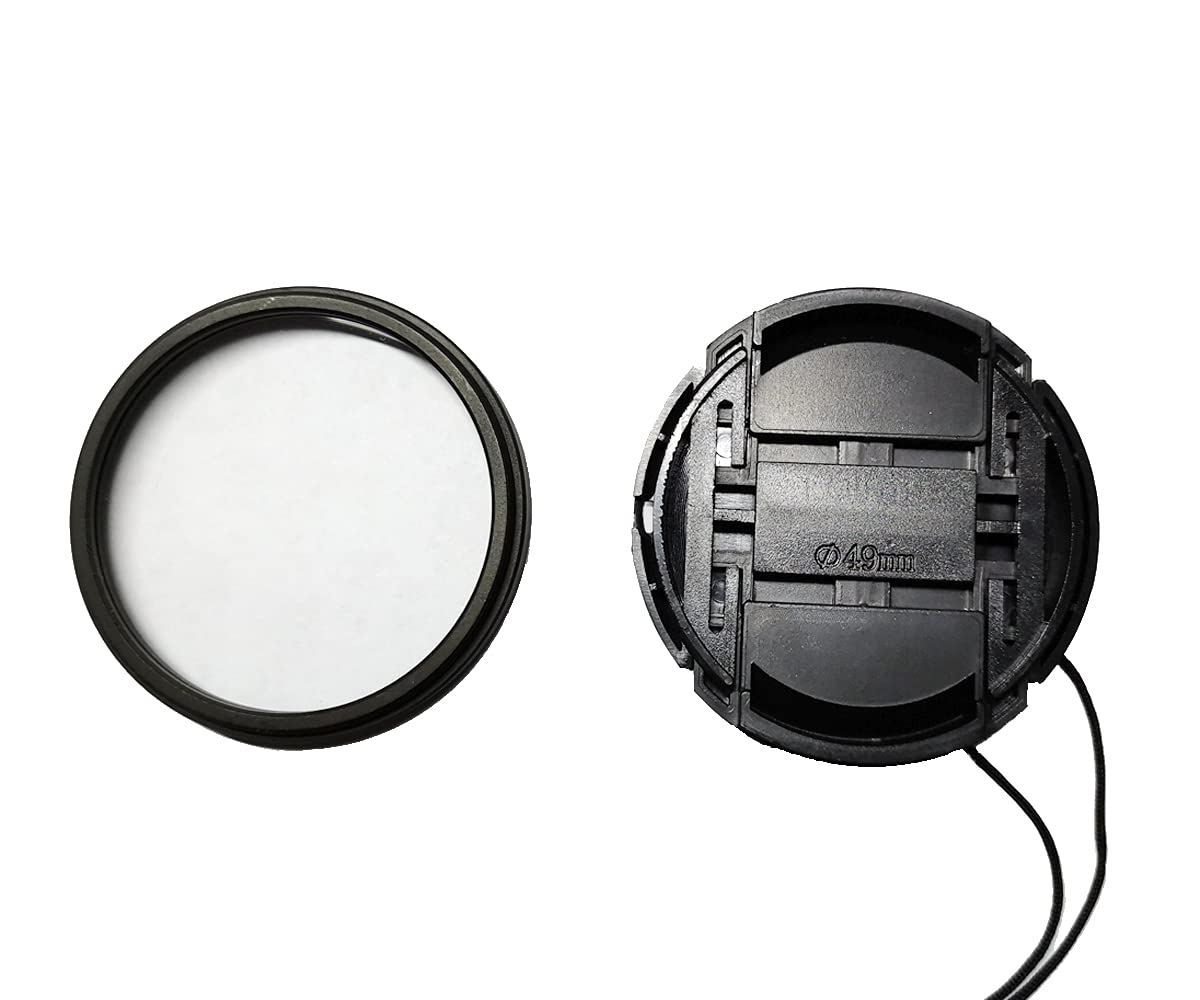 49mm Multi-Coated UV Protective Filter & 49mm Lens Cap Compatible for Canon M50II M100 M6 with EF-M 15-45mm Lens.(1+1 Pack)