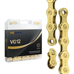 vg sports 12 speed bike chain,bicycle chain suitable for moutanin bike road bike,1/2 x 11/128 inch,126links, silver/rainbow/titanium