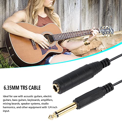 CERRXIAN 6.35mm Guitar Instrument Cable, Gold Plated 6.35mm 1/4 inch TS Mono Male to Female Audio Coiled Extension Cord for Electric Guitar, Bass, Amp, Mixing Desks(6.35m-6.35f)