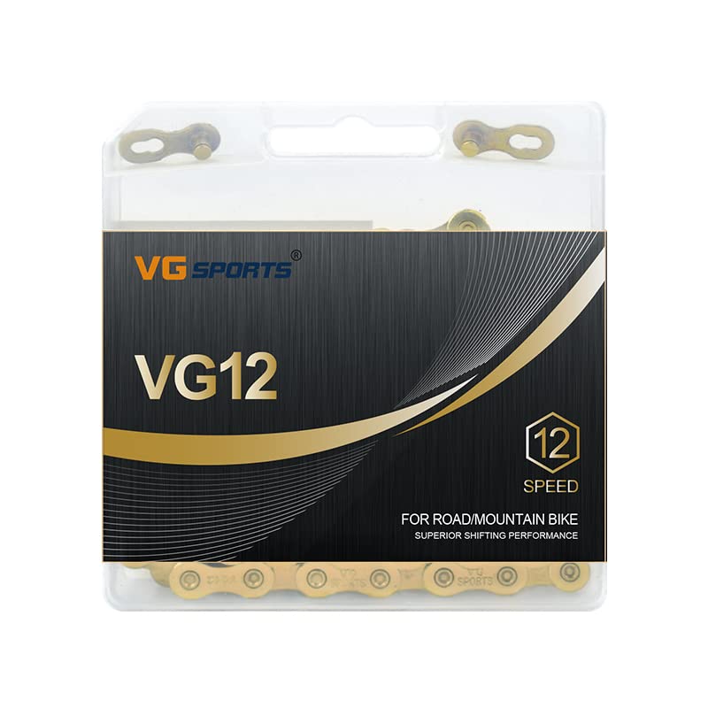 VG Sports 12 Speed Bike Chain,Bicycle Chain Suitable for Moutanin Bike Road Bike,1/2 x 11/128 Inch,126Links, Silver/Rainbow/Titanium