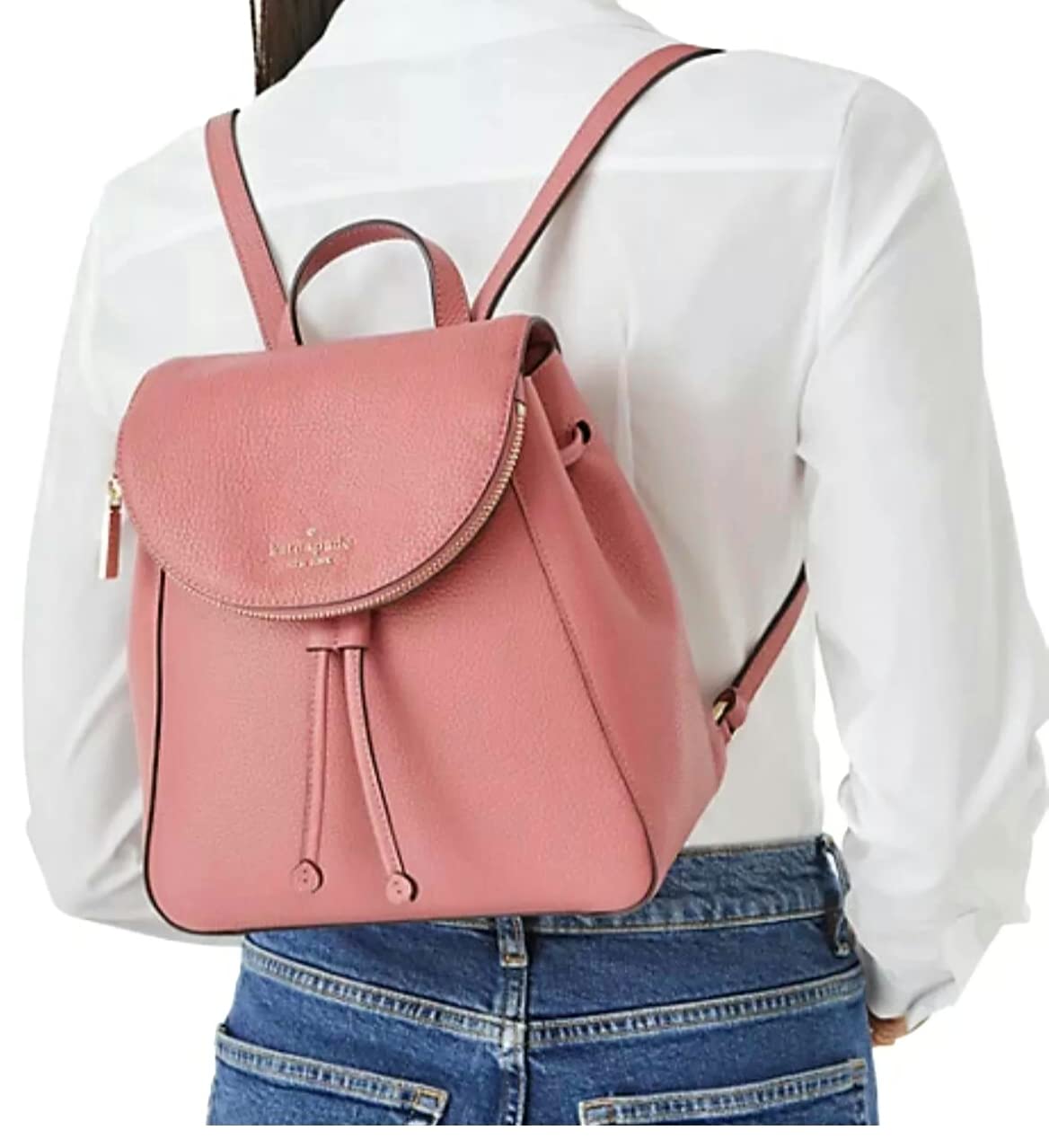 Kate Spade Leila Medium Flap Pebbled Leather Backpack (Pomegranate)