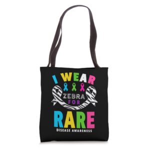 i wear zebra for rare disease awareness - rare disease day tote bag