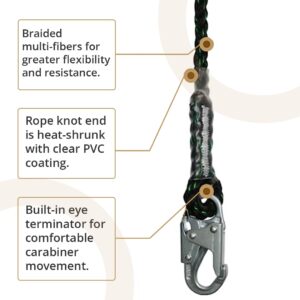 AFP 25 FT Vertical Lifeline Assembly w/Rope Grab Snap Hooks & Shock Absorber, ANSI & OSHA Rated Fall Protection Roofing Safety Equipment