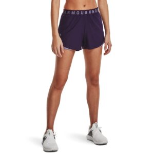 under armour women's play up 3.0 shorts, purple switch (570)/victory blue, x-small