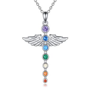 yafeini chakra necklace angel neckalce for women 7 chakra pendant necklace for healer crystal pendant jewelry