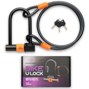 outdoorzio bike lock with cable - u bike lock heavy duty anti theft - weather-resistant, pick-resistant - 3 keys bicycle lock with u lock mount - scooter lock, ebike lock - fits most bikes