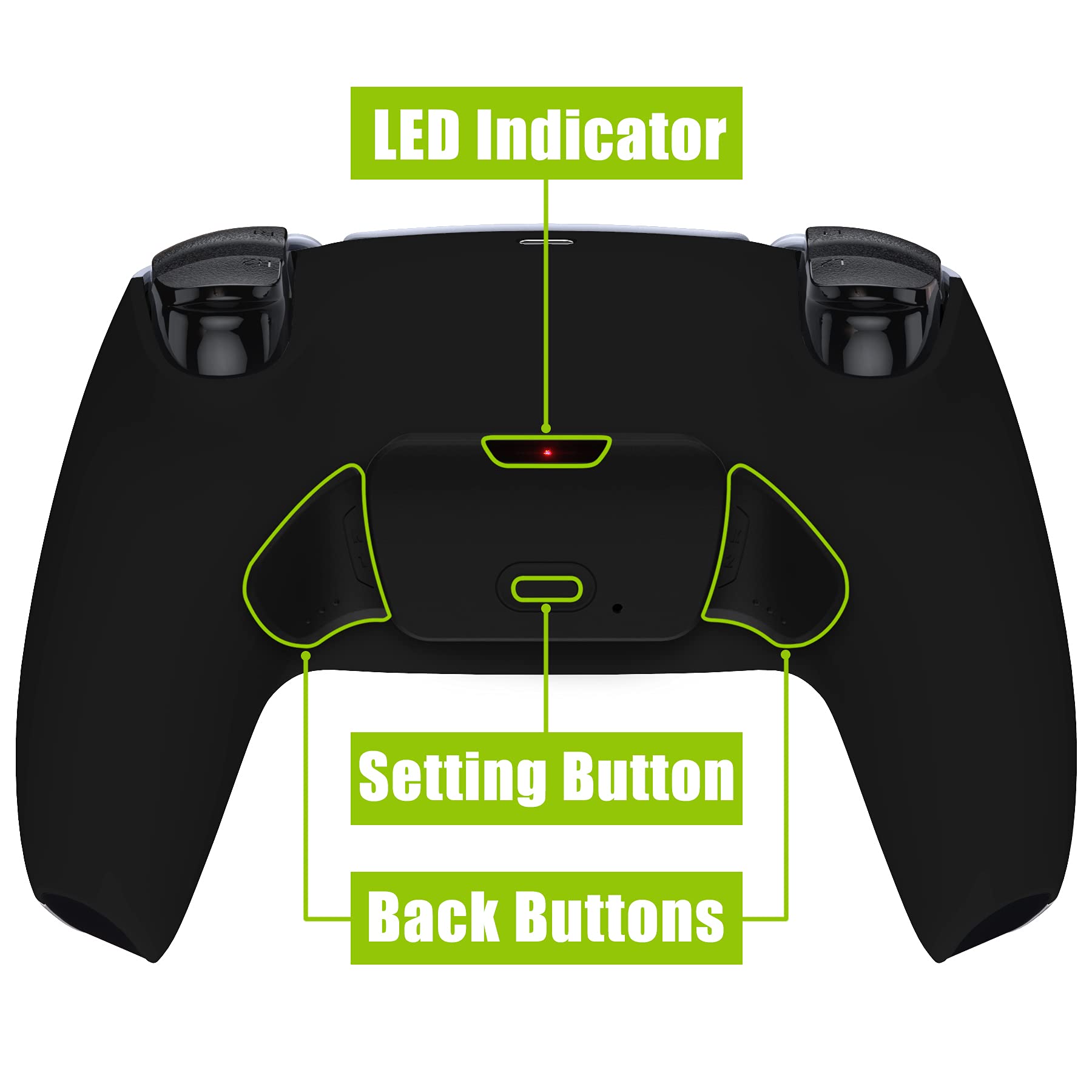 eXtremeRate Black Back Paddles Programable Rise 2.0 Remap Kit for PS5 Controller BDM-010 020, Upgrade Board & Redesigned Back Shell & Back Buttons Attachment for PS5 Controller - Without Controller