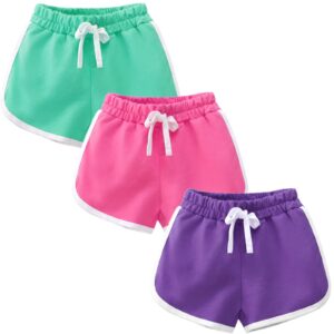 3 pack little big girls running athletic cotton shorts toddler kids workout dance dolphin short 4t