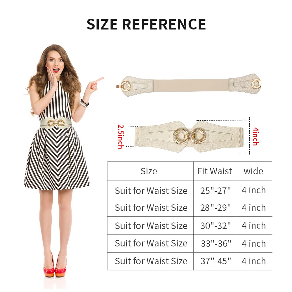 gingokuo Wide Elastic Waist Belts for Women Fashion Cinch Belts for Dresses Jeans Jumpsuit Beige M