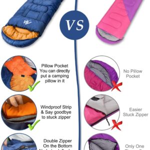 Sleeping Bags for Adults, AYAMAYA Backpacking Sleeping Bag Lightweight Compact Wearable Sleeping Bags with Arm Holes,2 Double Person Camping Gear for Cold Weather Hiking Family 3 Season