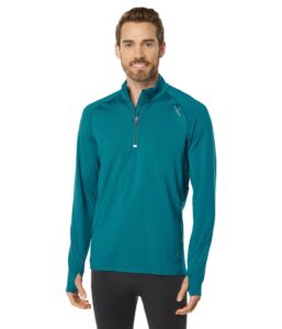 hot chillys men's micro elite chamois zone zip-t midweight body fit base layer - cross country blue, large