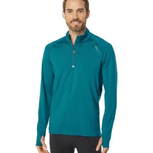 Hot Chillys Men's Micro Elite Chamois Zone Zip-T Midweight Body Fit Base Layer - Cross Country Blue, Large