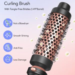 Wavytalk 5 in 1 Curling Iron,Curling Iron Set with Heated Round Brush and 4 Interchangeable Ceramic Curling Wand(0.5”-1.25"), Instant Heat Up,Dual Voltage Hair Curler