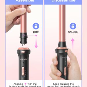 Wavytalk 5 in 1 Curling Iron,Curling Iron Set with Heated Round Brush and 4 Interchangeable Ceramic Curling Wand(0.5”-1.25"), Instant Heat Up,Dual Voltage Hair Curler