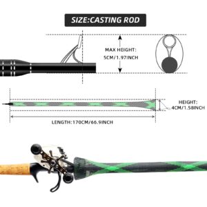 SF Standard Casting Fishing Rod Sock Fishing Rod Sleeve Rod Cover Braided Mesh Rod Protector Pole Gloves Fishing Tools Green-Black-2PCS Fit Casting Rod 6-1/2FT to 7-1/2FT