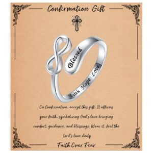 bolelis 925-sterling-silver just breathe rings - inspirational adjustable jewelry personality encouragement gift for teens women (infinity blessed)