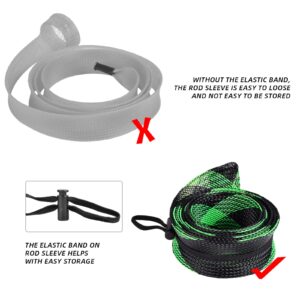 SF Standard Casting Fishing Rod Sock Fishing Rod Sleeve Rod Cover Braided Mesh Rod Protector Pole Gloves Fishing Tools Green-Black-2PCS Fit Casting Rod 6-1/2FT to 7-1/2FT