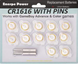 enerpe cr1616 with solder pins 3v replacement batteries for pokemon games 12-pack