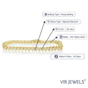 Vir Jewels 1.50 cttw SI2-I1 IGI Certified Diamond Bracelet 10K Yellow Gold S-Link 7 Inch